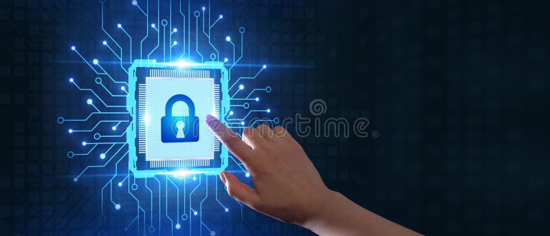 Cyber Security Data Protection Business Technology Privacy Concept. Young Businessman Select the ...