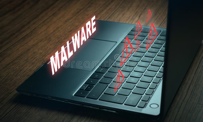VR Warning Malware Screen on Laptop. Stock Photo - Image of number ...