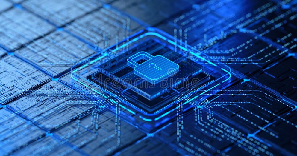 Cyber Security Data Protection Chip on Circuit Board Stock Illustration ...