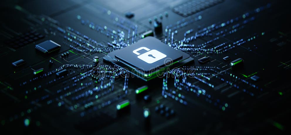 Cyber Security Data Protection Chip on Circuit Board Stock Photo ...