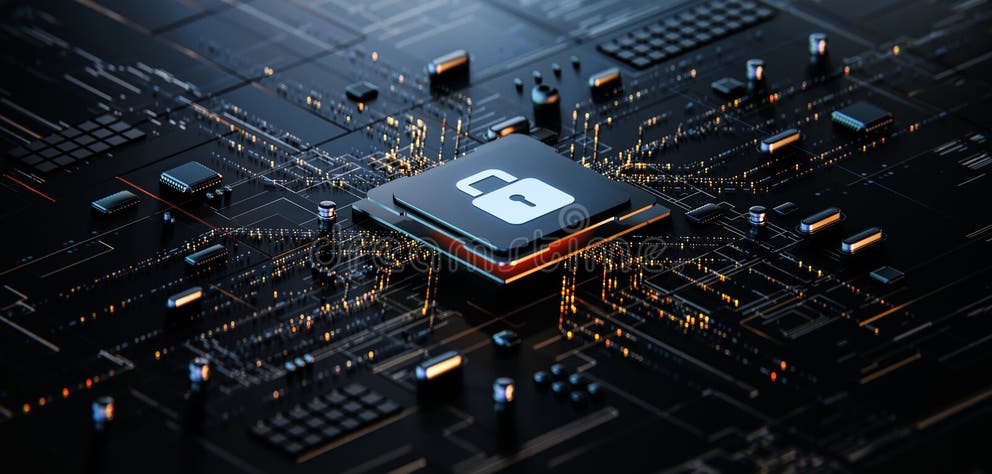 Cyber Security Data Protection Chip on Circuit Board Stock Photo ...