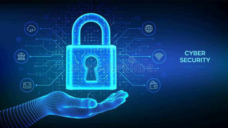 Cyber Security and Data Protection Concept. Padlock with Keyhole in ...