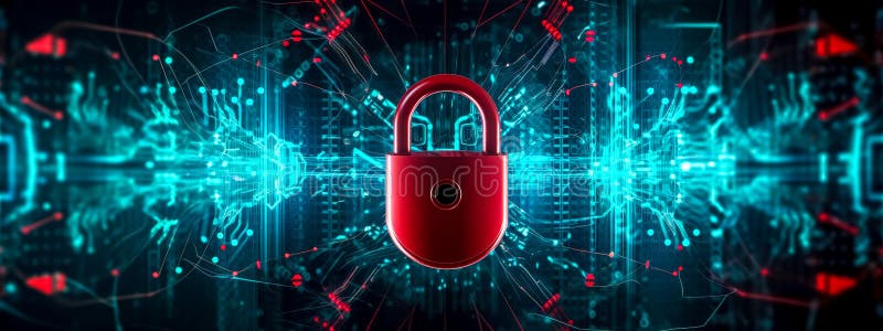 Cyber Security, Data Protection in Online, Safe Internet, Banner with ...