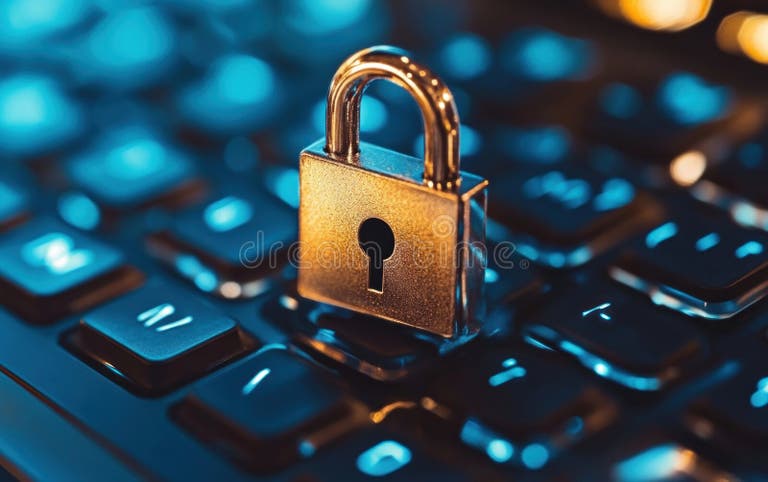 Cyber Security Data Protection Padlock on Keyboard Stock Illustration ...