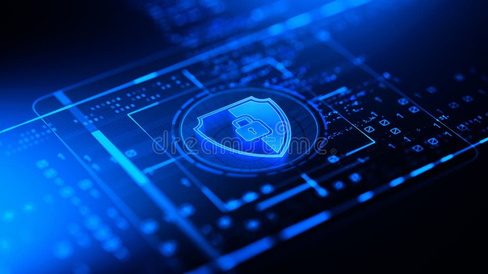 Cyber Security and Data Protection Shield Icon Stock Illustration ...