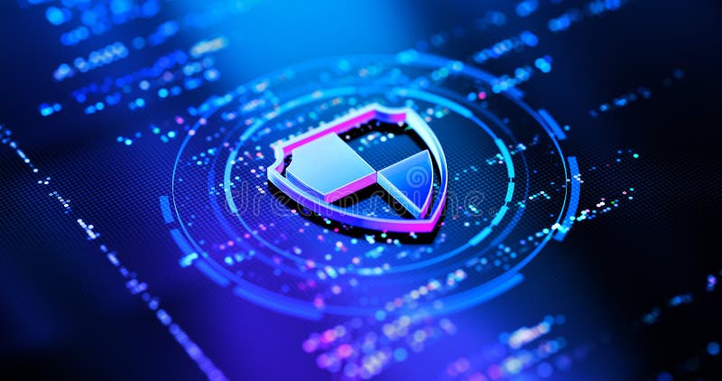 Cyber Security and Data Protection Shield Icon Stock Photo - Image of ...