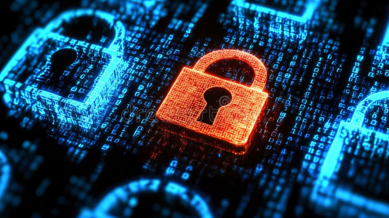 Cyber Security Data Visualization Featuring Digital Padlocks And Binary Code Generative Ai