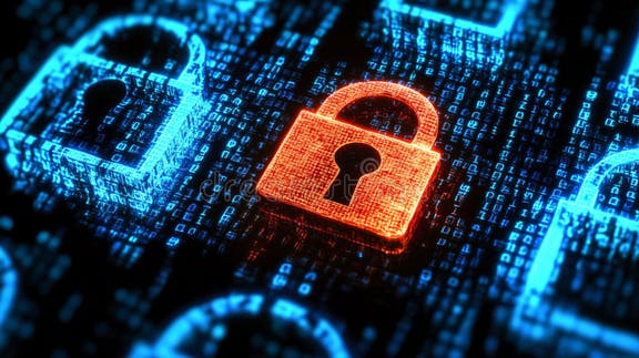 Cyber Security Data Visualization Featuring Digital Padlocks and Binary Code. Generative AI ...