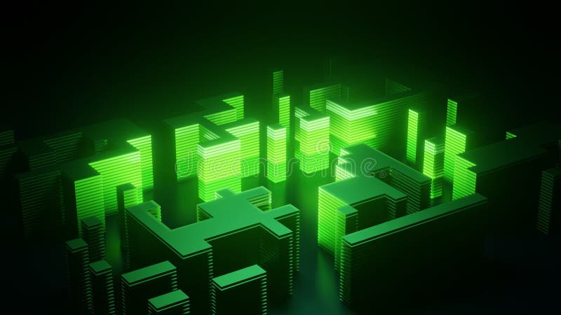 Cyber Security Database in Shape of Futuristic City. Abstract Digital ...
