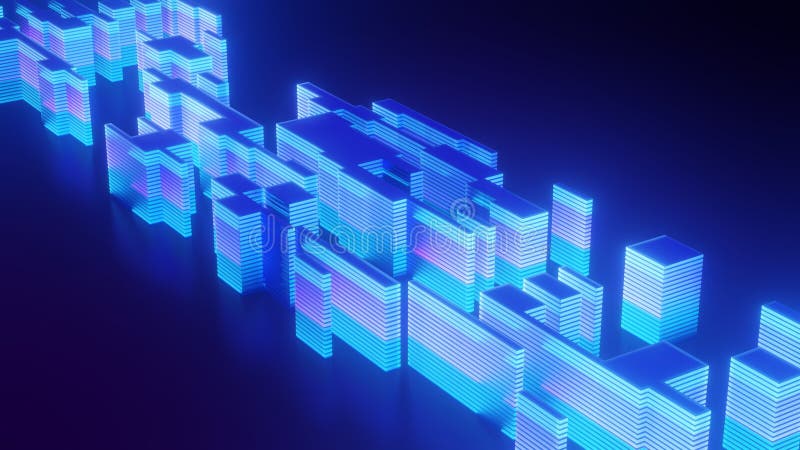 Cyber Security Database In Shape Of Futuristic City Abstract Digital Cyberspace With Moving