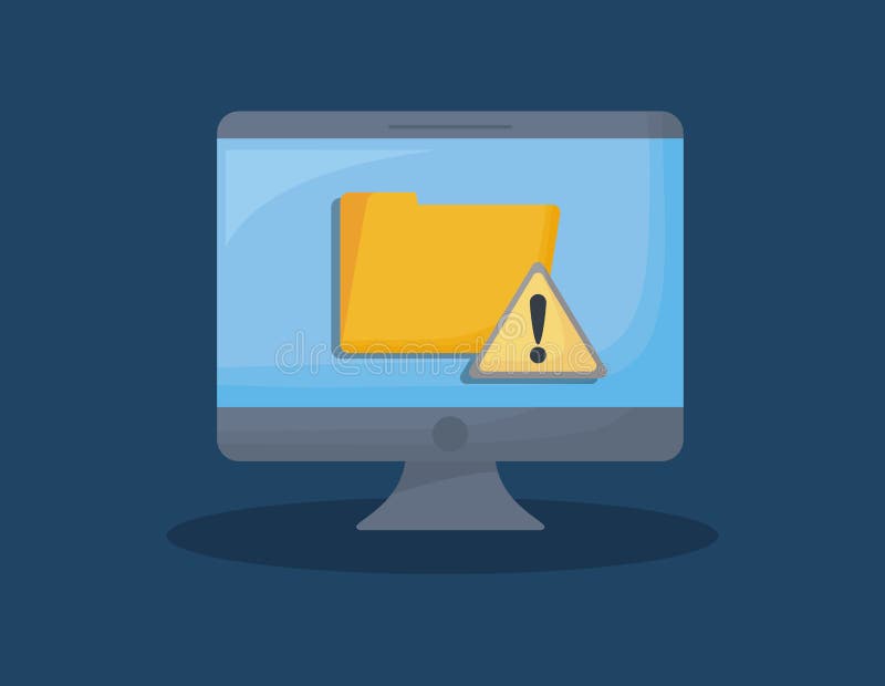 Computer Warning Shield on White Background Stock Vector - Illustration ...