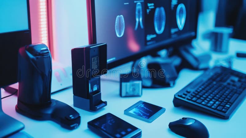Cyber Security Desk Displaying Futuristic Equipment Protecting ...