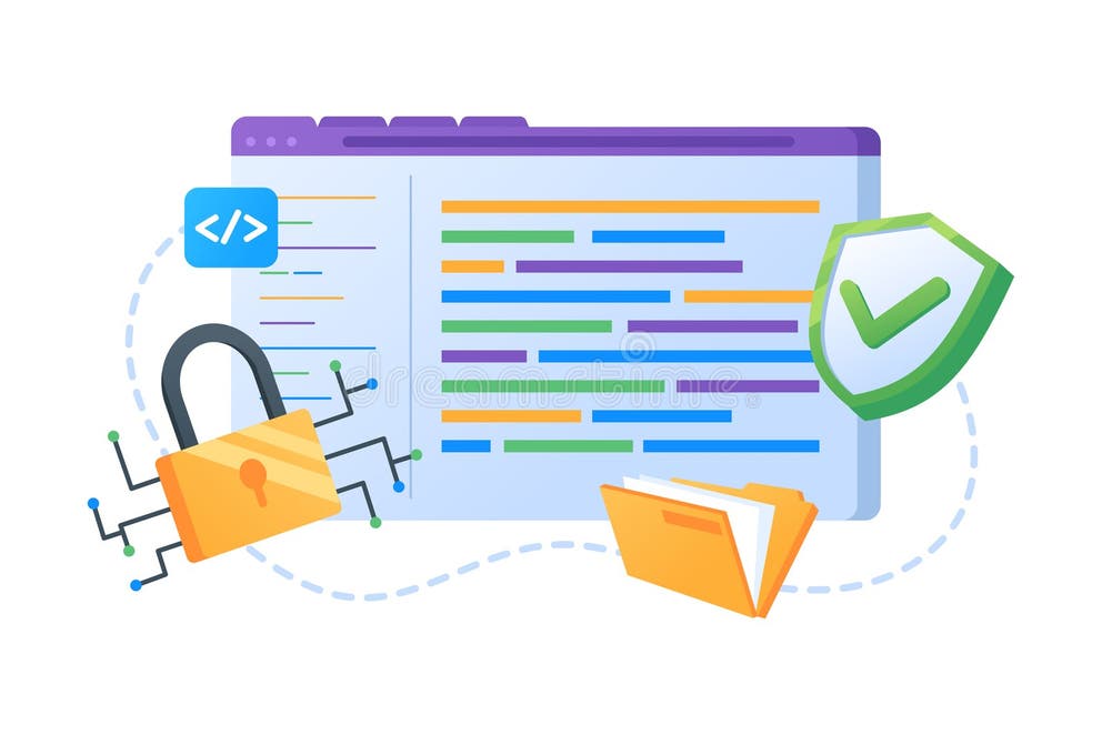 Cyber Security Development Process Vector Illustration. Stock Vector ...