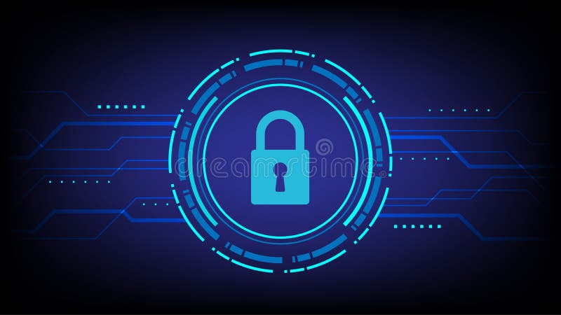 Cyber Security and Digital Computer Protection with Padlock Symbol ...