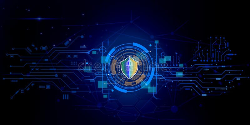 Cyber Security Digital Icon on Element Circuit Diagram Abstract Pattern ...