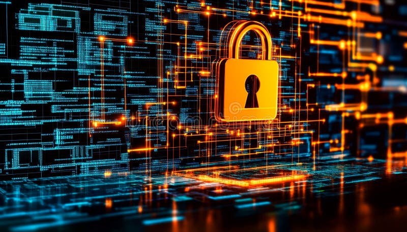 Cyber Security Digital Lock Data Protection Network Safety Stock Photo ...