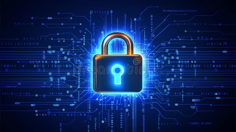 Cyber Security Digital Lock Illustration Stock Image - Image of ...