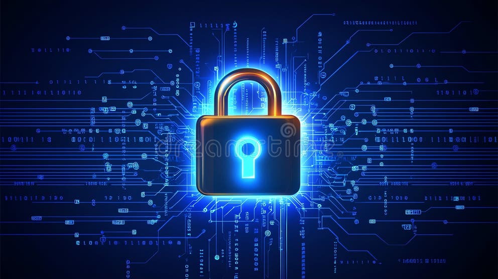 Cyber Security Digital Lock Illustration Stock Image - Image of ...