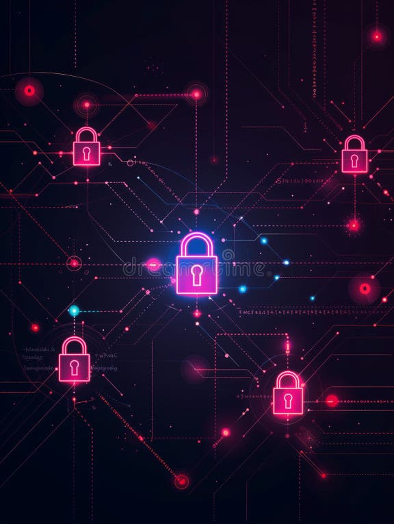 Cyber Security.Digital Padlock Icon,Cyber Security Technology Network ...