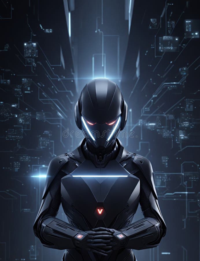 Cyber Security and Digital Protection Robot, AI Background Stock ...