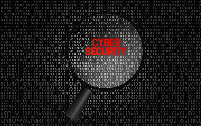 Cyber Security on Digital Screen with Magnifying Glass Stock ...