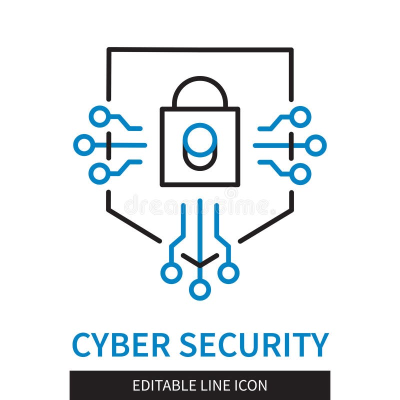 Cyber Security Editable Line Icon Stock Illustration - Illustration of ...