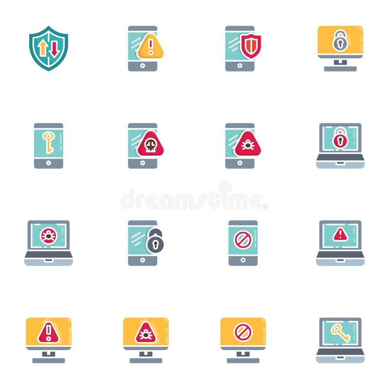 Cyber Security Elements Collection, Icon Set Stock Vector ...