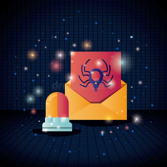 Cyber Security with Envelope Stock Vector - Illustration of icon, flat ...