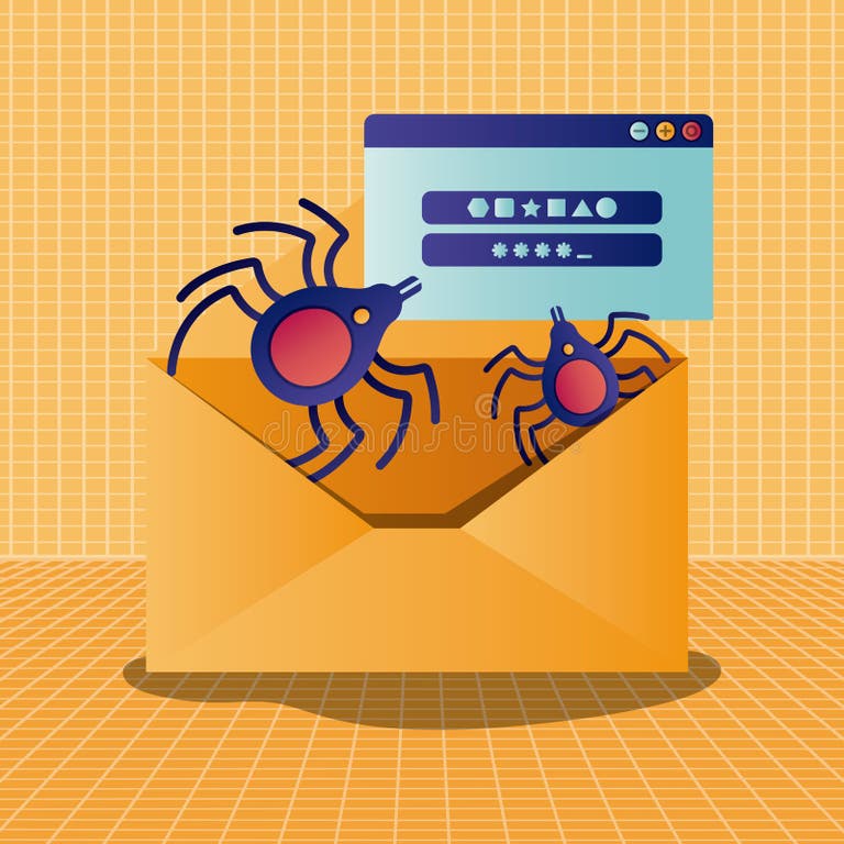 Cyber Security with Envelope Stock Vector - Illustration of flat ...