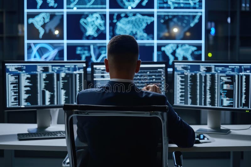 Cyber Security Expert at Work Stock Image - Image of expert, center: 364014769