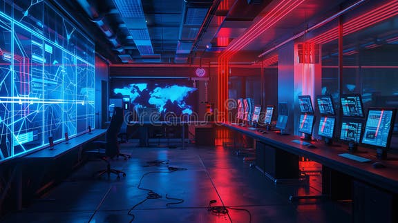 Cyber Security Facility with Laser Grids Stock Illustration ...