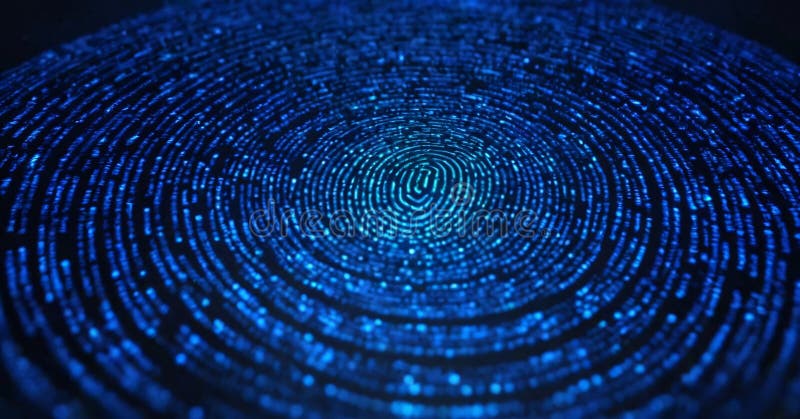 Cyber Security Fingerprint Dark Blue Abstract Stock Illustration ...