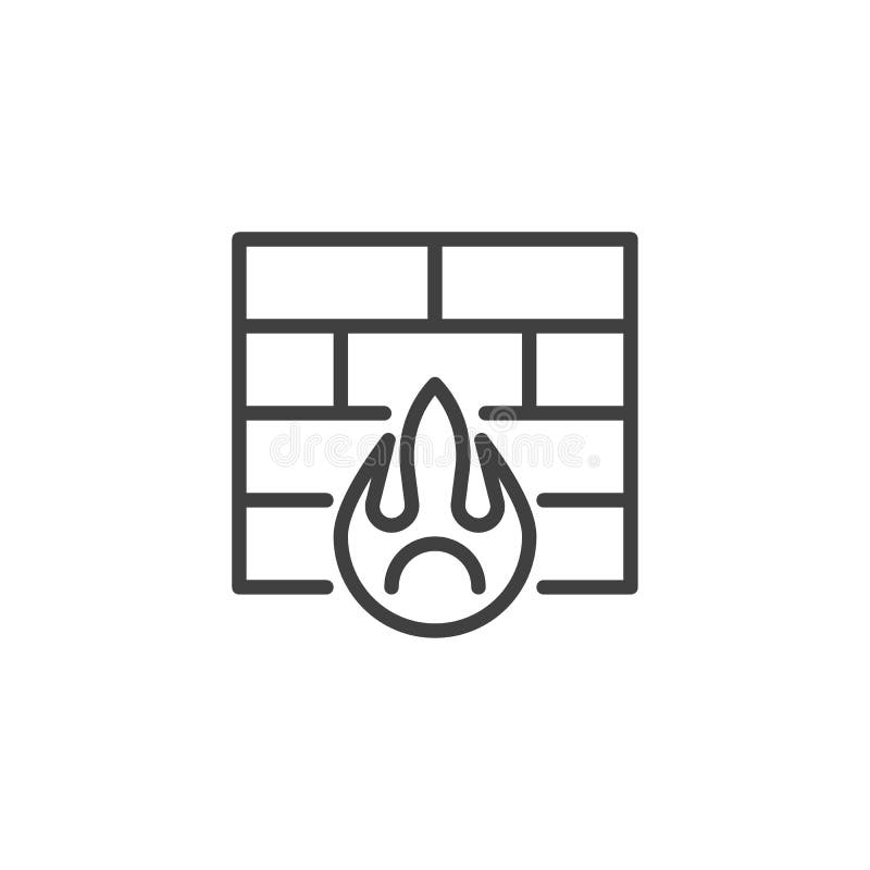 Cyber Security Firewall Line Icon Stock Vector - Illustration of ...