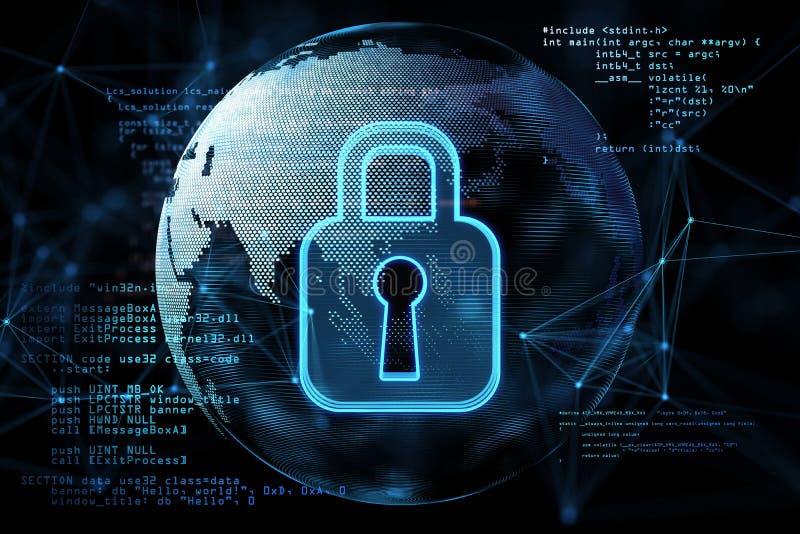 Cyber Security and Global Data Protection Concept with Glowing Digital ...