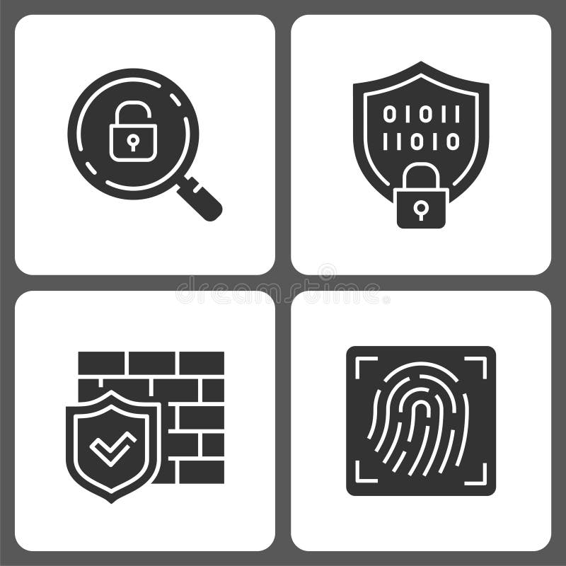 Security Glyph Icon Set, Protection Symbols Collection, Vector Sketches ...
