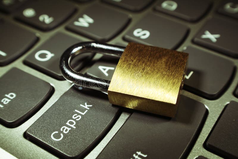 Cyber Security with Gold Lock on Computer Keyboard Stock Photo - Image ...