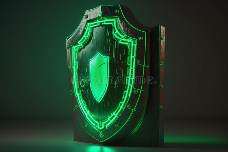 Cyber Security, Guard Data Protection Shield Neon Green Color ...