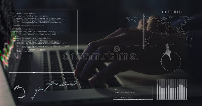 Cyber Security Hacker And Web Design Code Programmer Doing Ai Erp And 1980
