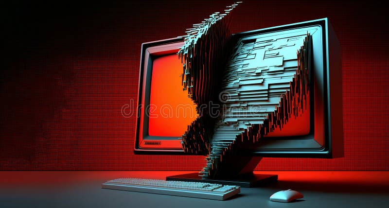 Cyber Security, Hacking Computer, Glitch Screen Banner Stock ...