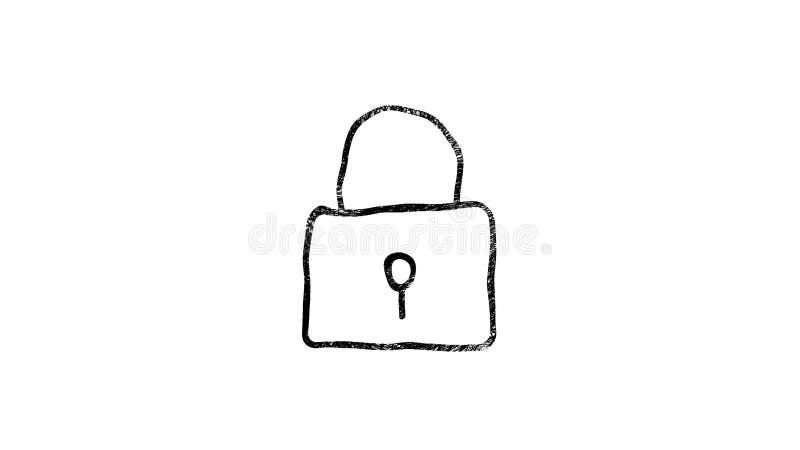 Cyber Security Hand Draw Icon on Dark Background. Security Concept ...