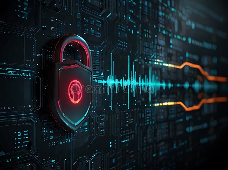 Illustration of Cyber Security Technology with a Padlock Logo and ...