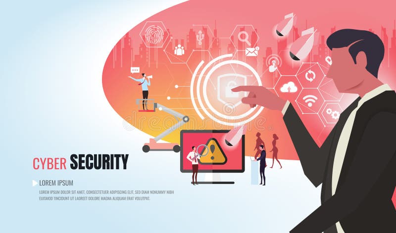 Cyber Security Helping Business Team Ver2 Stock Vector - Illustration ...