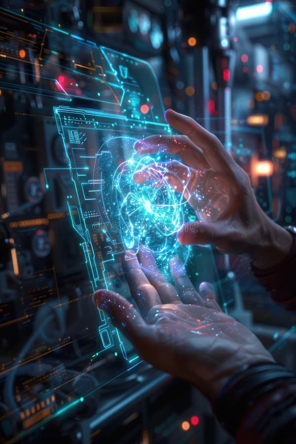 Cyber Security, a Human Hand in a Gestural Pose, Surrounded by a ...