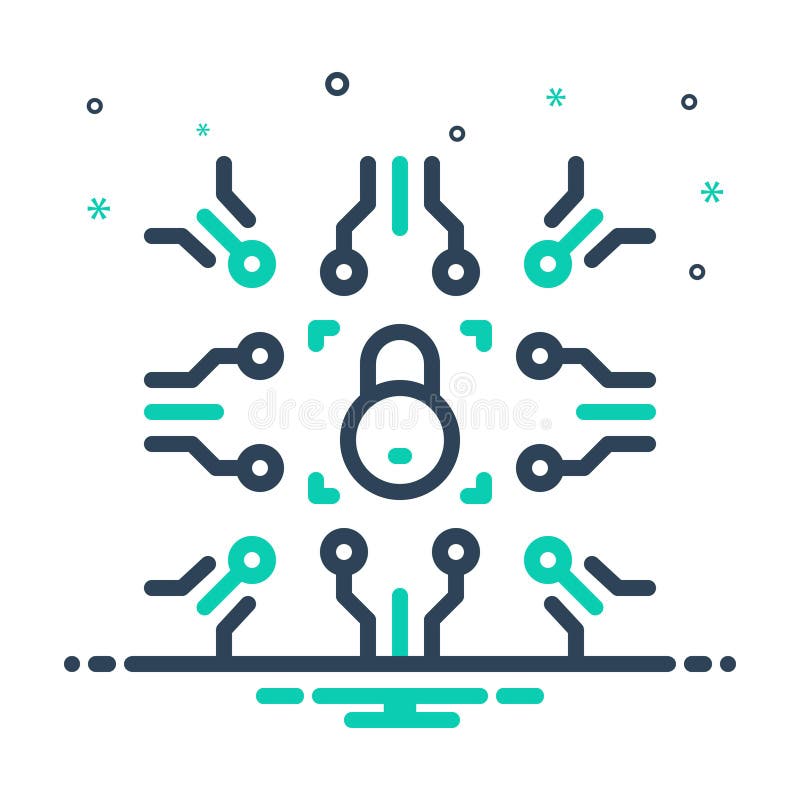 Mix Icon for Cyber Security, Cyber and Locked Stock Vector ...