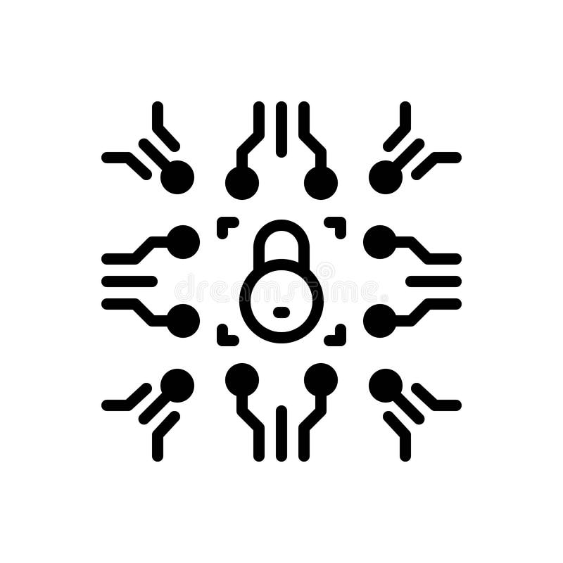 Black Solid Icon for Cyber Security, Cyber and Digital Stock ...