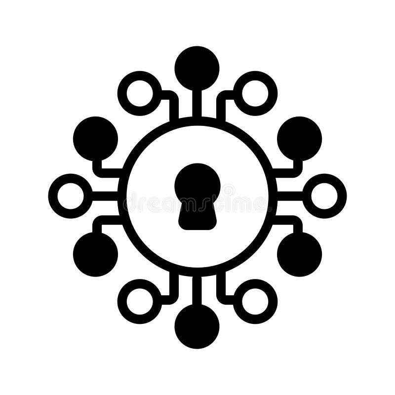 Cyber Security Icon with Network Nodes, Symbolizing Cyber Security ...