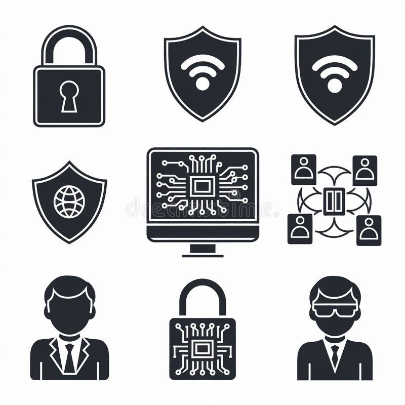 Cyber Security Icon Set. Data Protection Symbol Stock Illustration ...