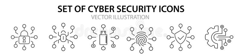 Cyber Security Icon Set. Secured Network Icons. Technology Concept ...