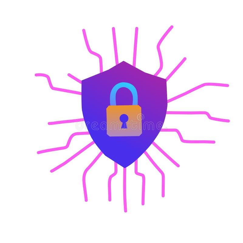 Cyber Security Icon with Shield and Lock, Symbolizing Data Protection and Digital Safety Stock ...