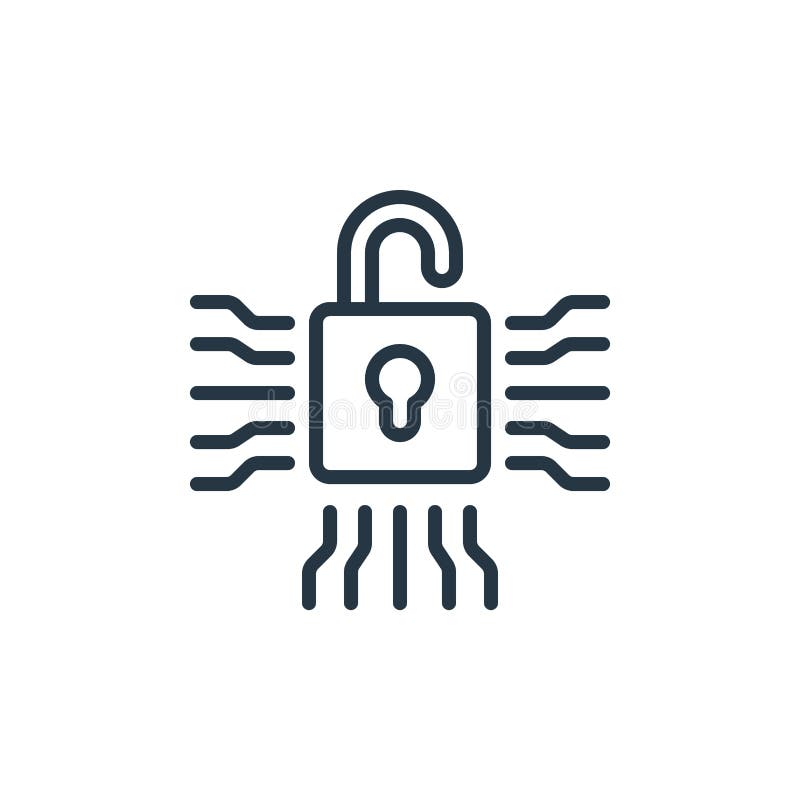 Cyber Security Icon Vector from Internet of Things Concept. Thin Line ...